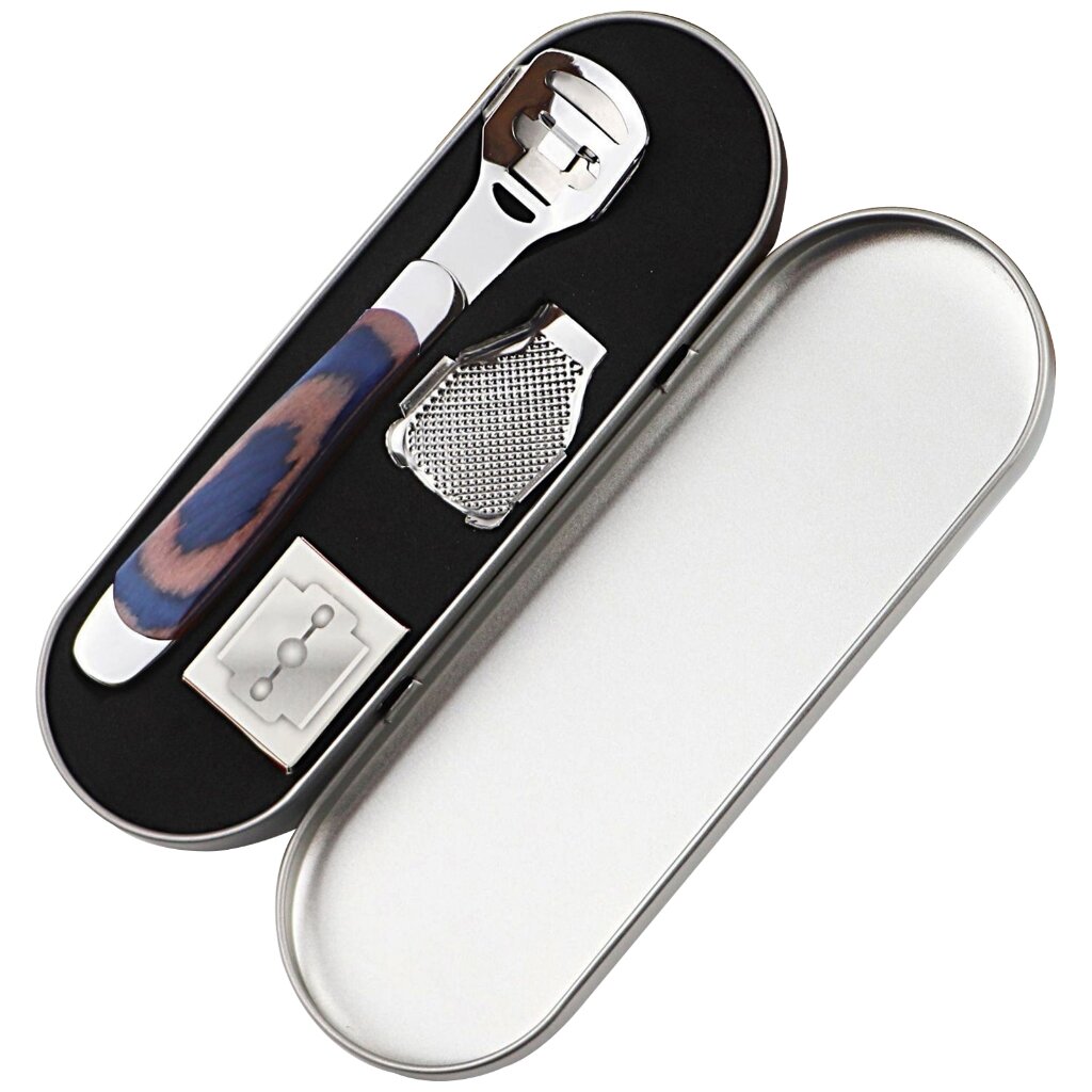 1 коробка набора из 3 предметов для педикюра, педикюрный набор с педикюрным прибором-дерево синего цвета