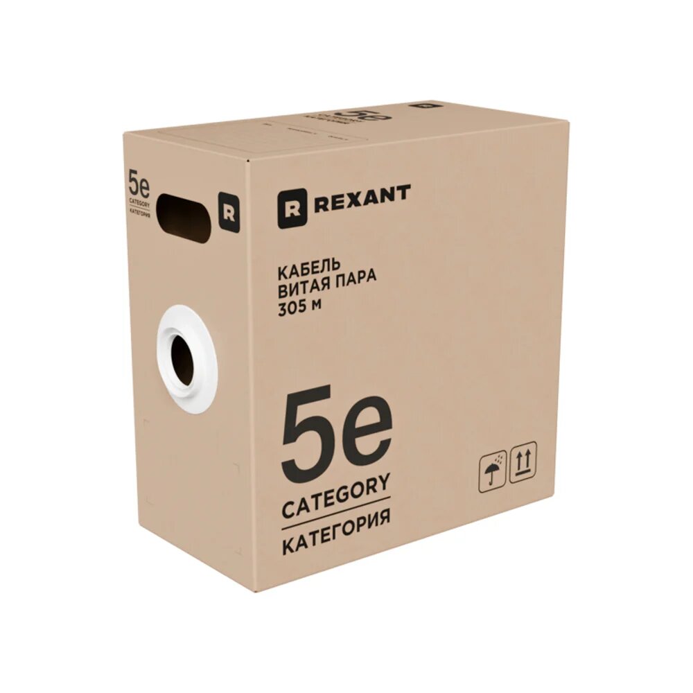 Кабель витая пара REXANT F/UTP CAT5e PE 4х2х0,52 мм 24AWG внешний черный 305м РФ 02-0027-R