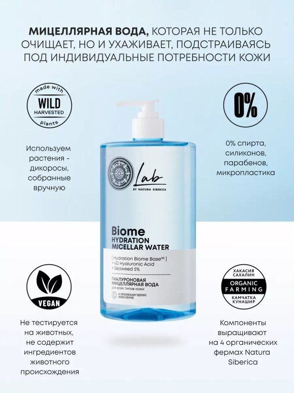 Мицеллярная вода для снятия макияжа гиалуроновая 700 мл