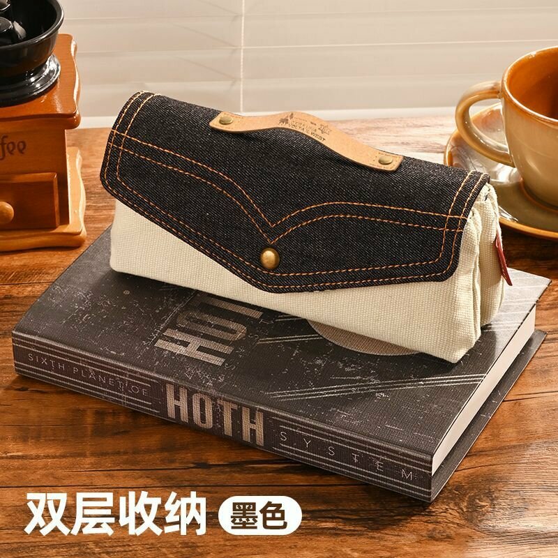 Джинсовый пенал Plaything, дизайн Sense Niche, для девочек средней школы, новая канцелярская коробка 2025 года, большая вместимость, простой ретро стиль