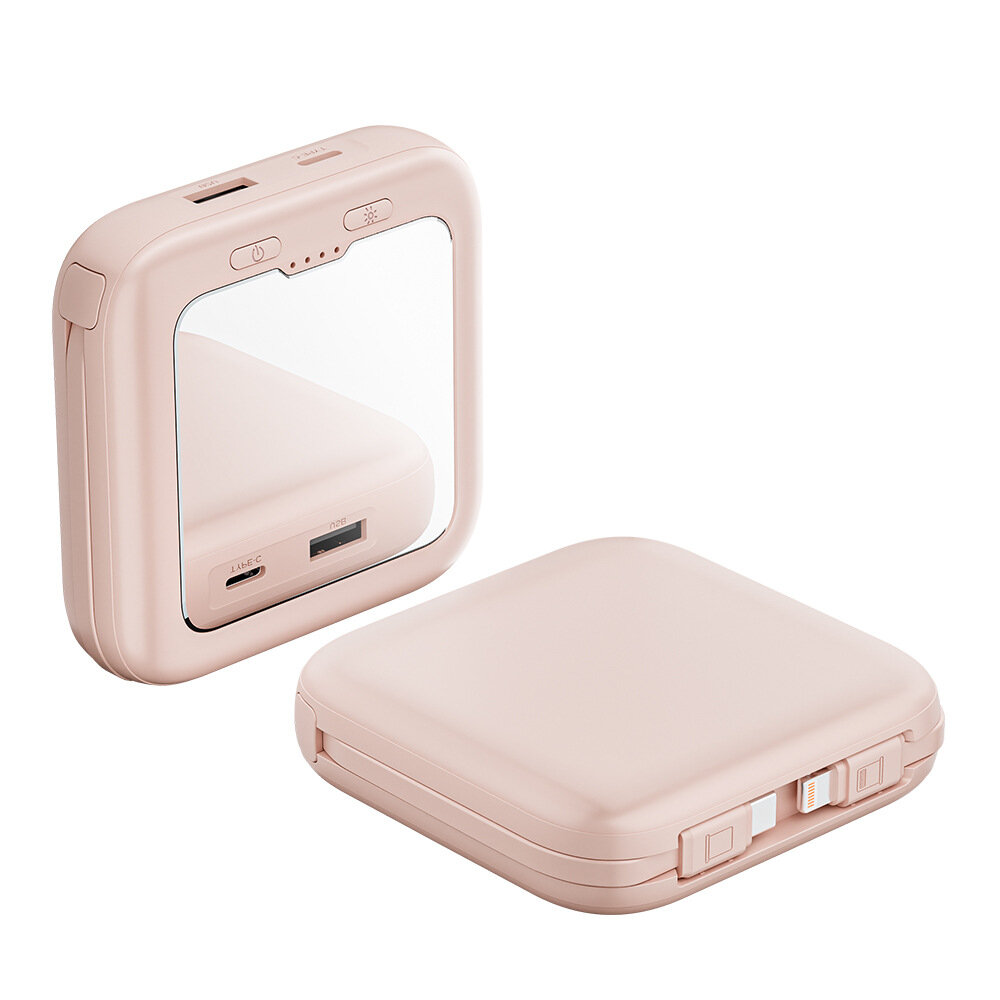 Зеркало для макияжа со встроенным кабелем, мини-павербанк с сертификацией 3C, портативное зарядное устройство с большой емкостью 10000 мАч, подарок