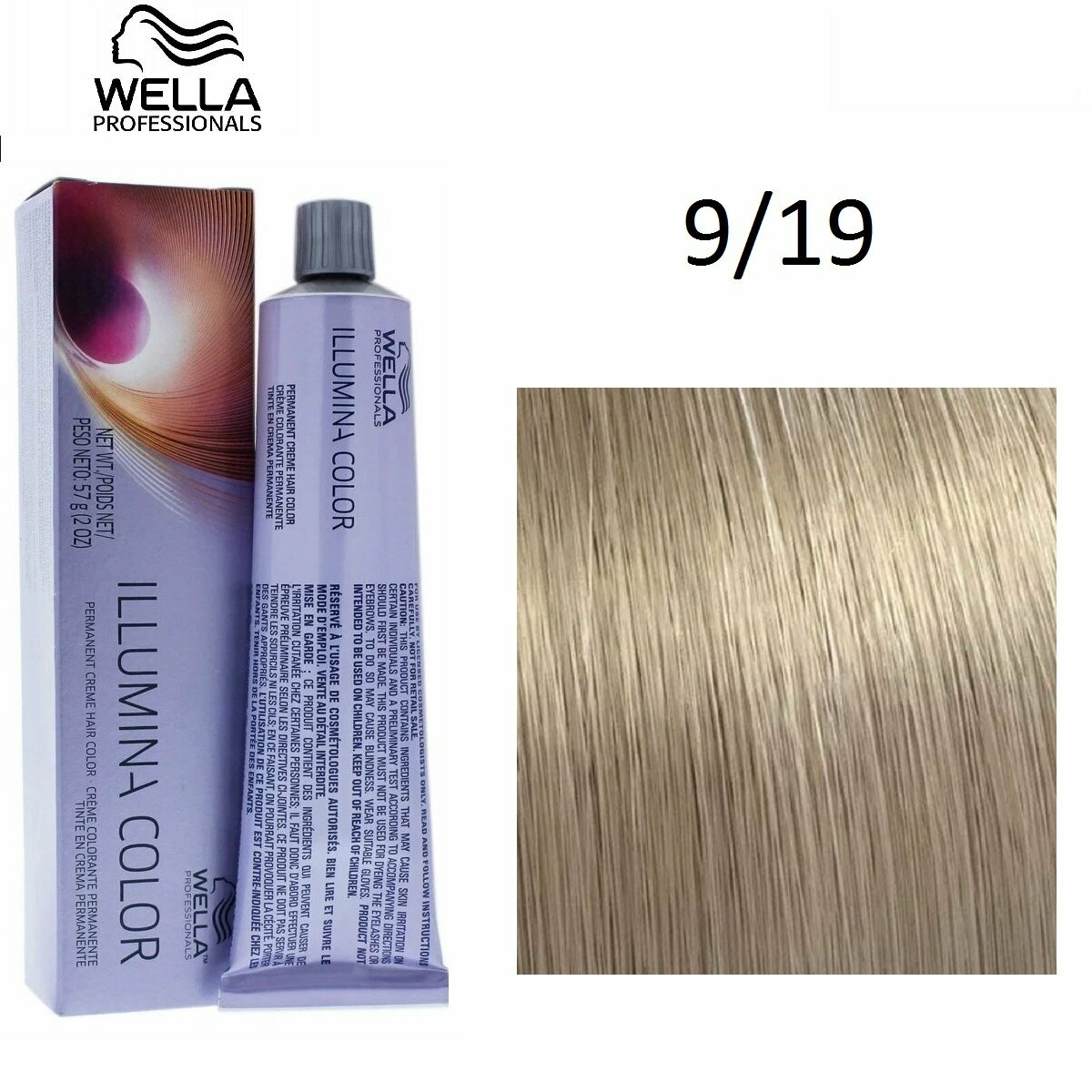 Wella Professionals Крем-краска для волос 9/19 ILLUMINA COLOR очень светлый блонд пепельный сандре 60мл