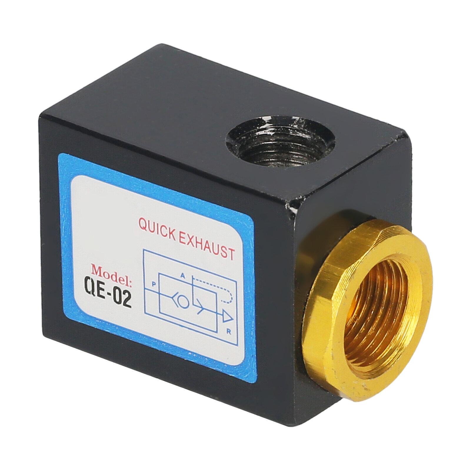 Клапан быстрого сброса воздуха односторонний пневматический размер 1/4 дюйма из алюминиевого сплава, модель QE-02/QE-03/QE-04, черный цвет