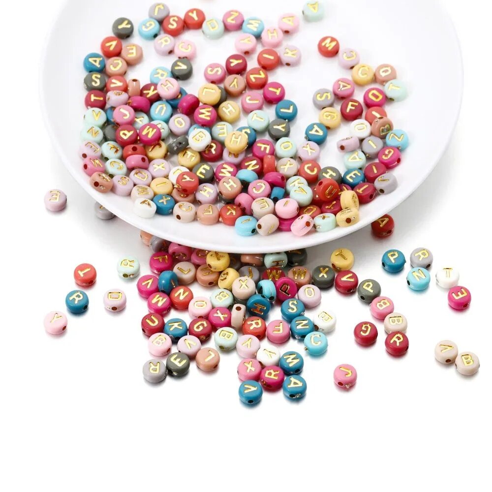 Браслет из бусин с буквами алфавита, 7 мм, 200 шт