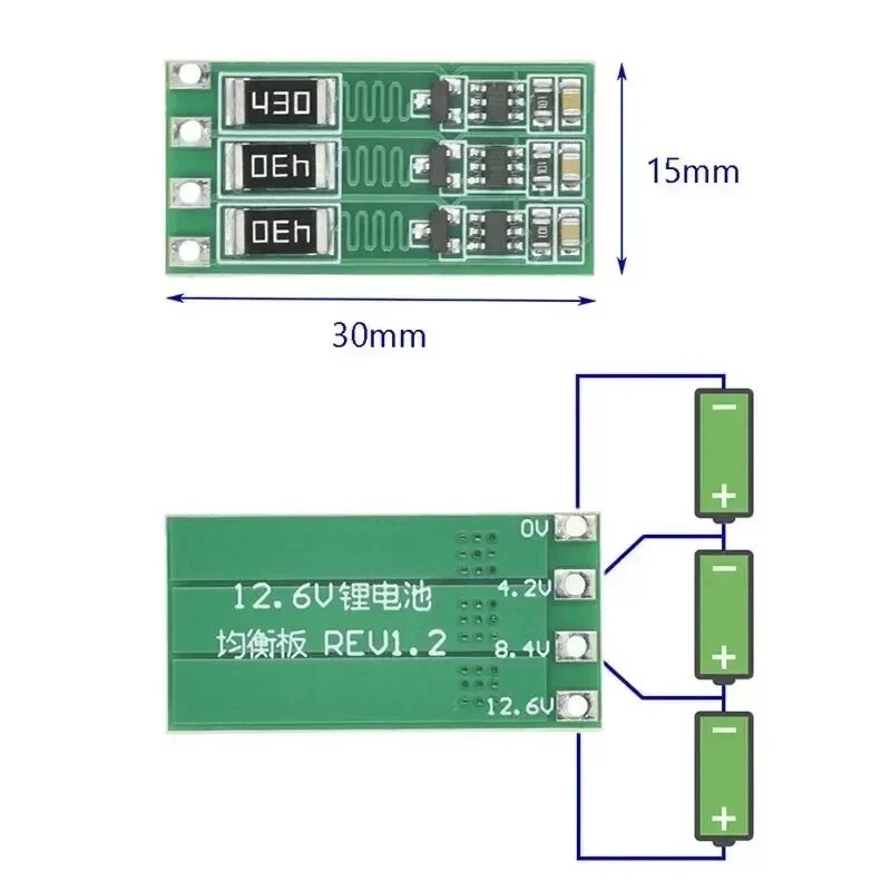 BMS 12.6V 3S балансировочная плата для литиевых батарей 18650