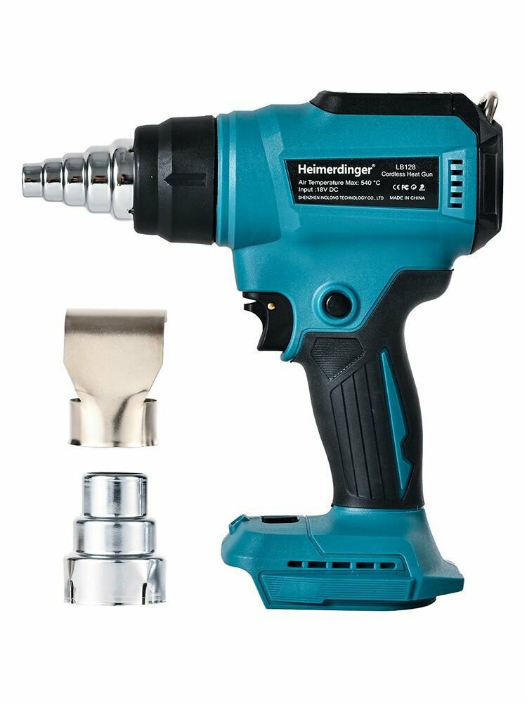 Heimerdinger 18В термопистолет: 550 + LED дисплей! 2 скорости воздуха, быстросъемные насадки