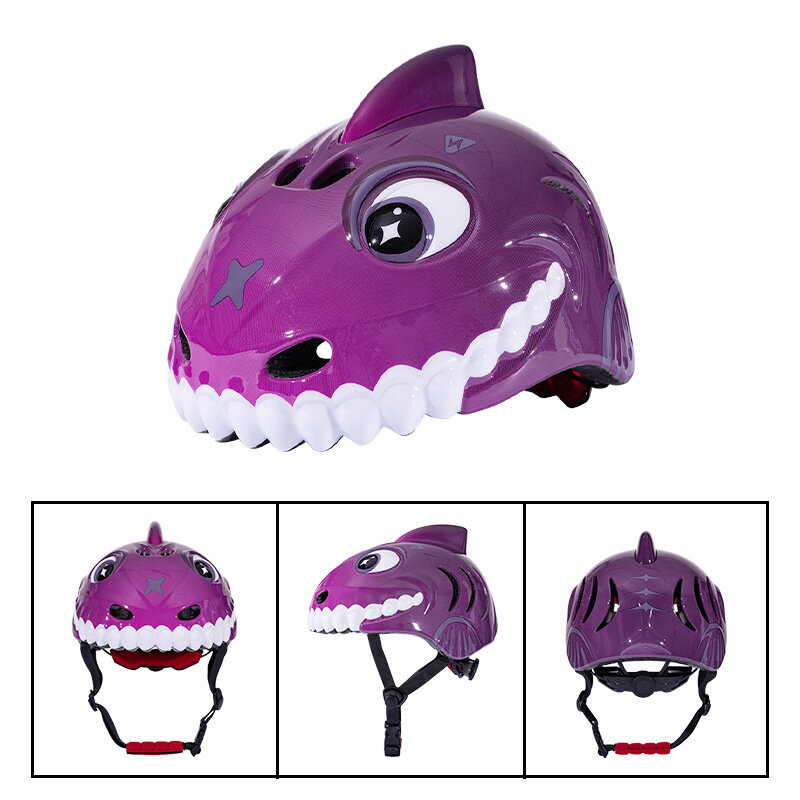 Новый детский шлем с мультяшным акулой для велосипеда, самоката, роликовых коньков, шлем для балансировочного велосипеда