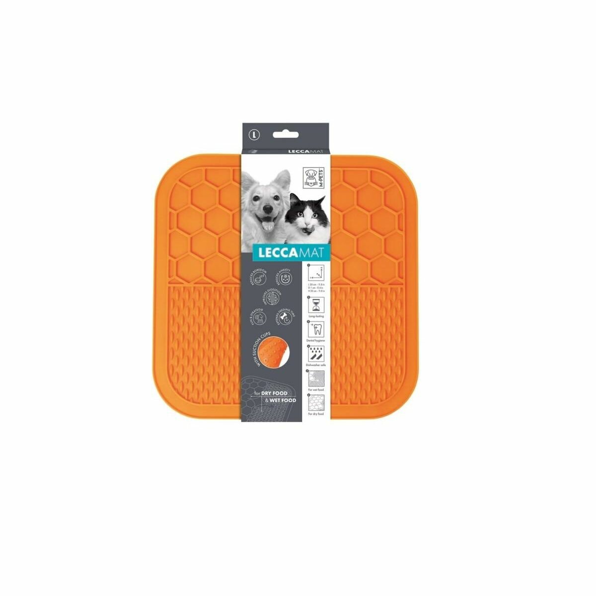 M-PETS Лизательный коврик для домашних животных оранжевый L 30x30x1 см