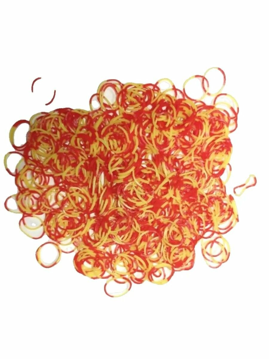 Резиночки для плетения красные с желтым 600 шт