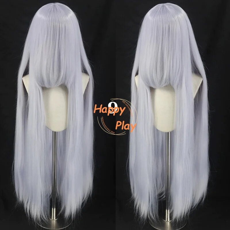 Синтетический парик для косплея 500г белый серый серебристый G-008