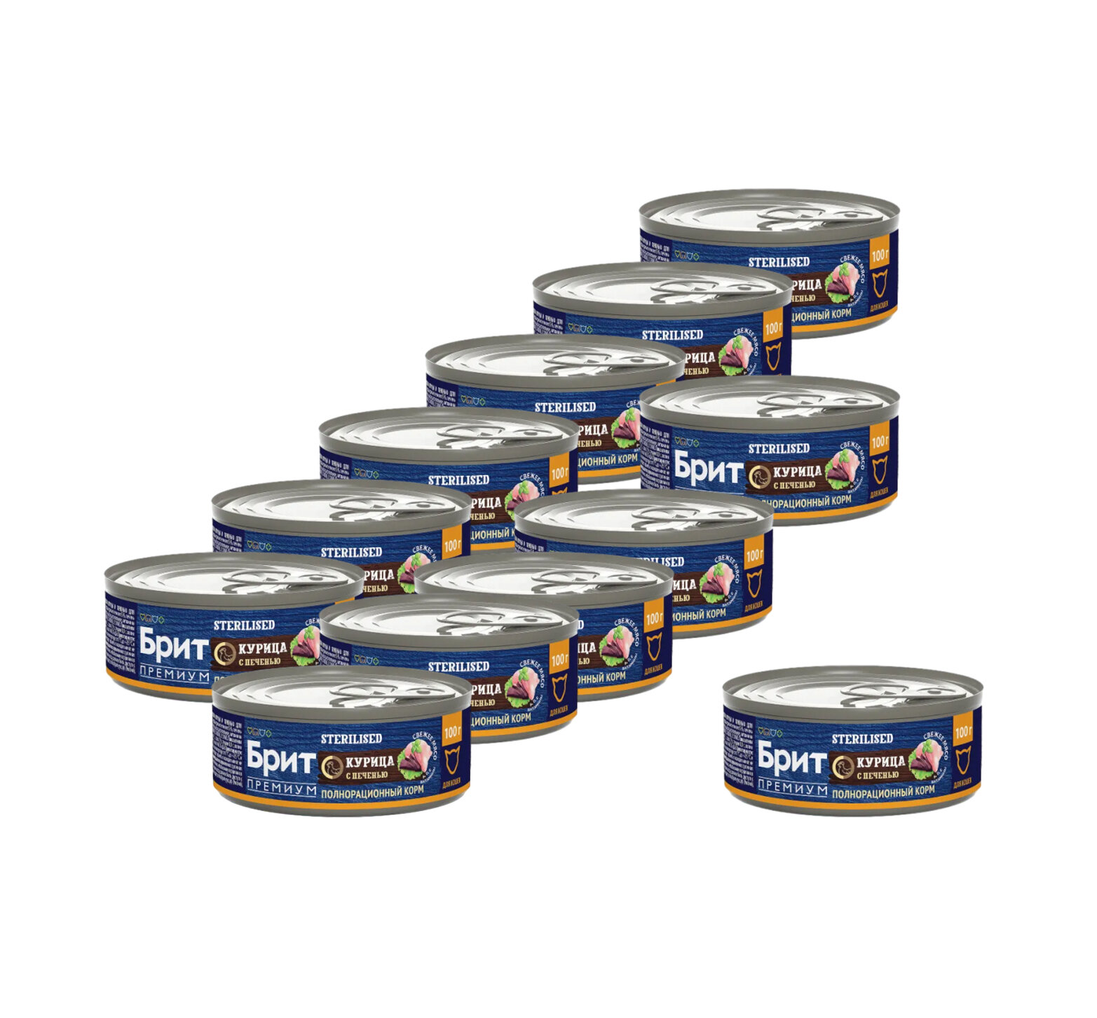BRIT PREMIUM BY NATURE, Консервы с мясом курицы и печенью для стерилизованных кошек, 100г x 12 шт.