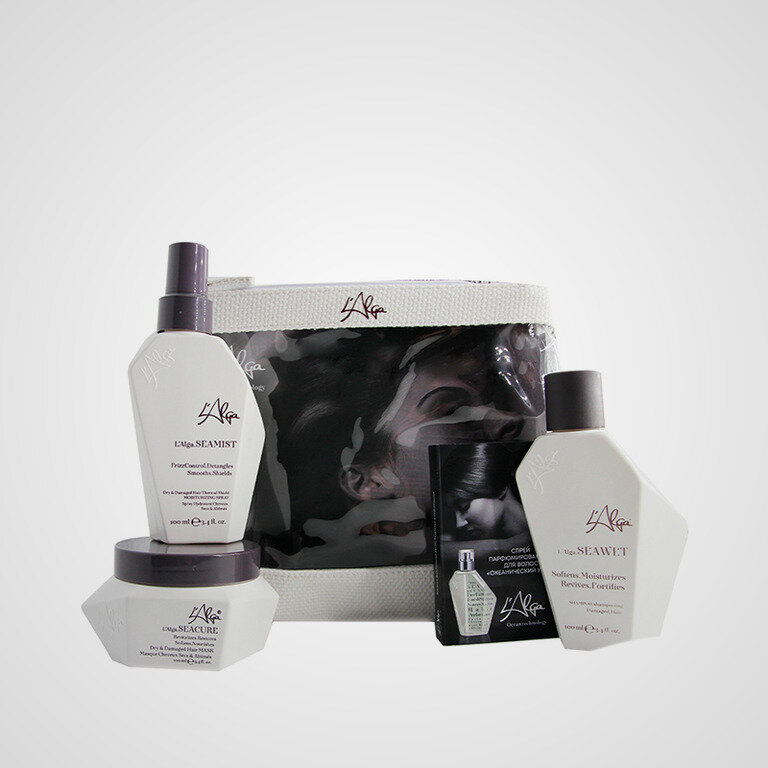 Набор SEABREEZE Увлажнение и анти-стресс уход за волосами при укладке феном L'ALGA SEABREEZE Beauty Bag Набор 1 шт