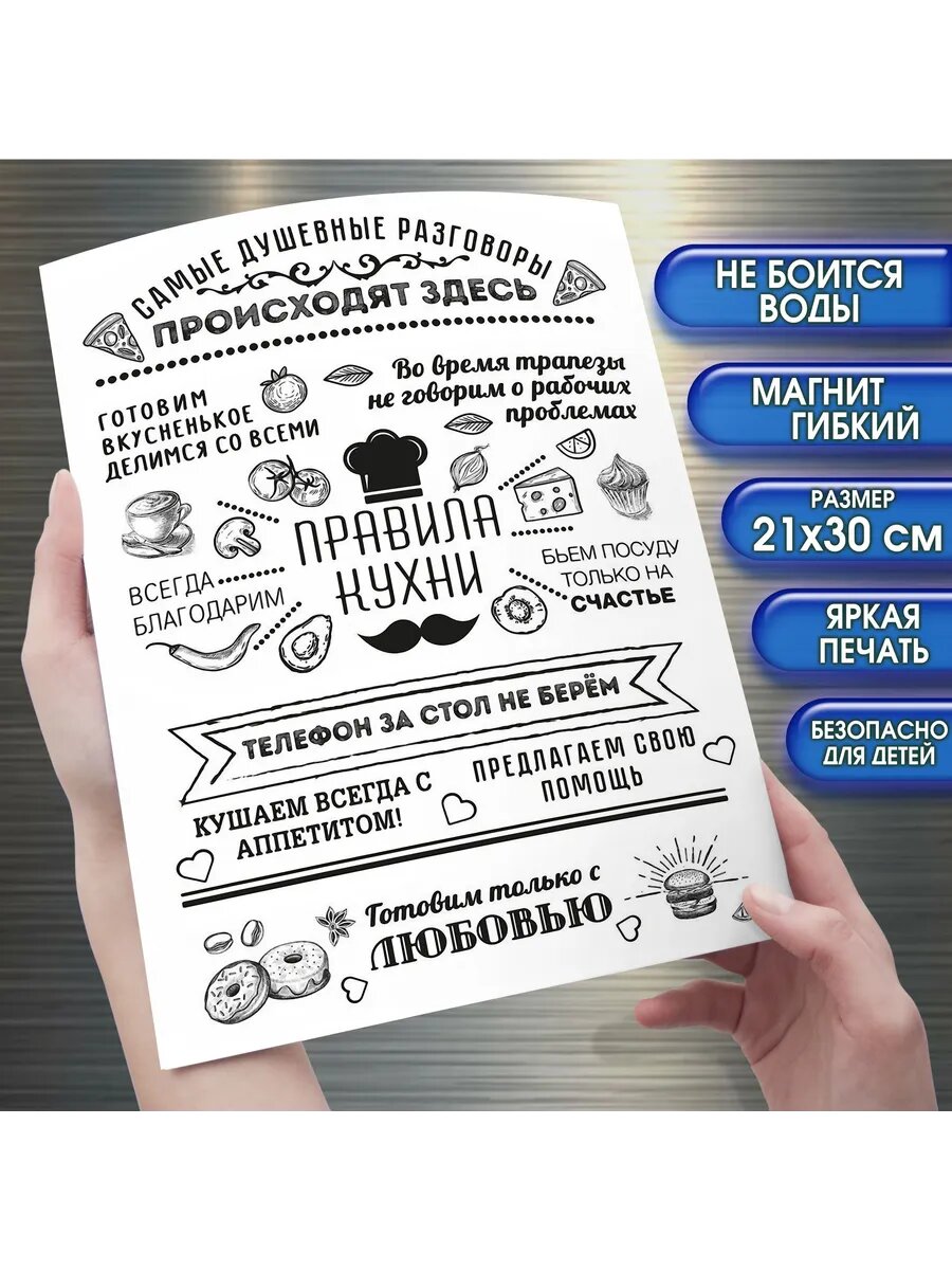 Магнит на холодильник "Правила кухни". Правила дома, семьи.