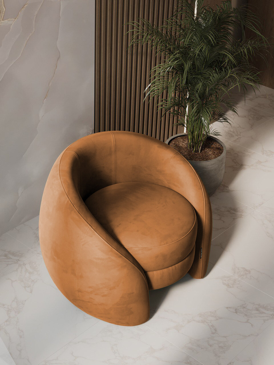 Кресло дизайнерское Galassia, велюр fior terra 72 х 76 х 76 см