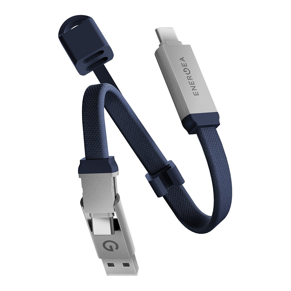 Кабель Energea Sheath Key 2-in-1 USB-C to C+A, 60W/480 Mbps, синий (15 см)