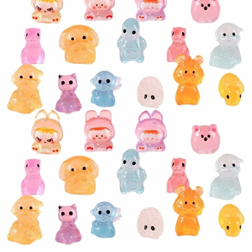 100 шт, мини-симпатичная мультяшная имитация светящихся стилей животных в случайном порядке-100