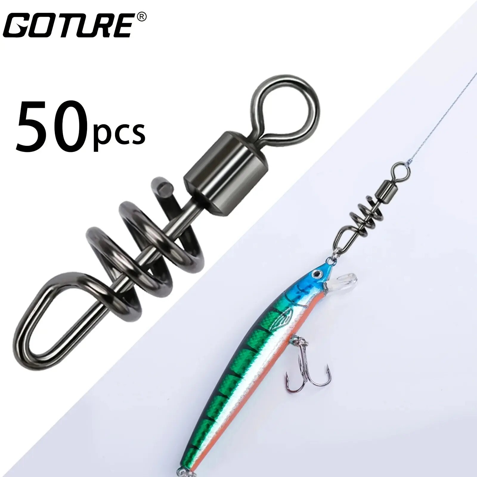 Вращающиеся защелки Goture для рыбалки, нержавеющая сталь, Size 2.8cm