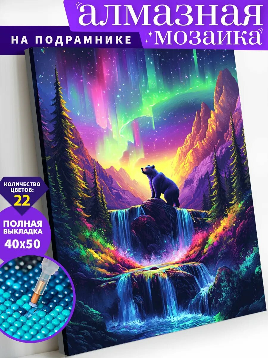 Полярная ночь Алмазная мозаика на подрамнике 40х50 см