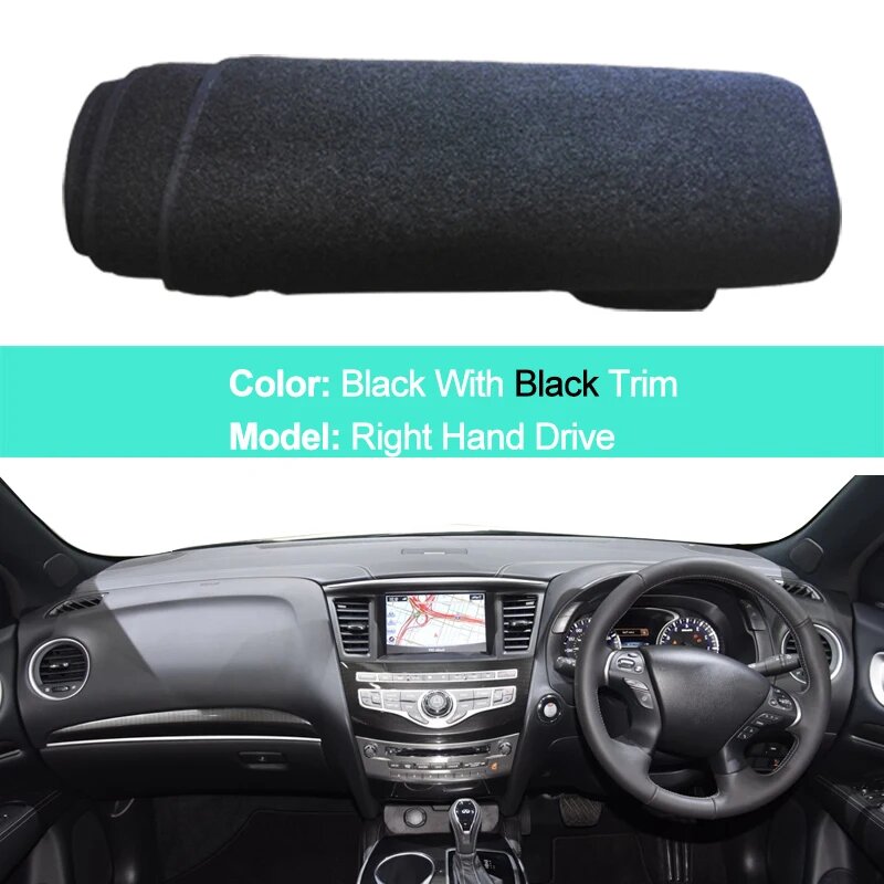 Накидка на приборную панель автомобиля, ковер для Infiniti QX60 JX35 2012 2013 2014 2015 RHD Black