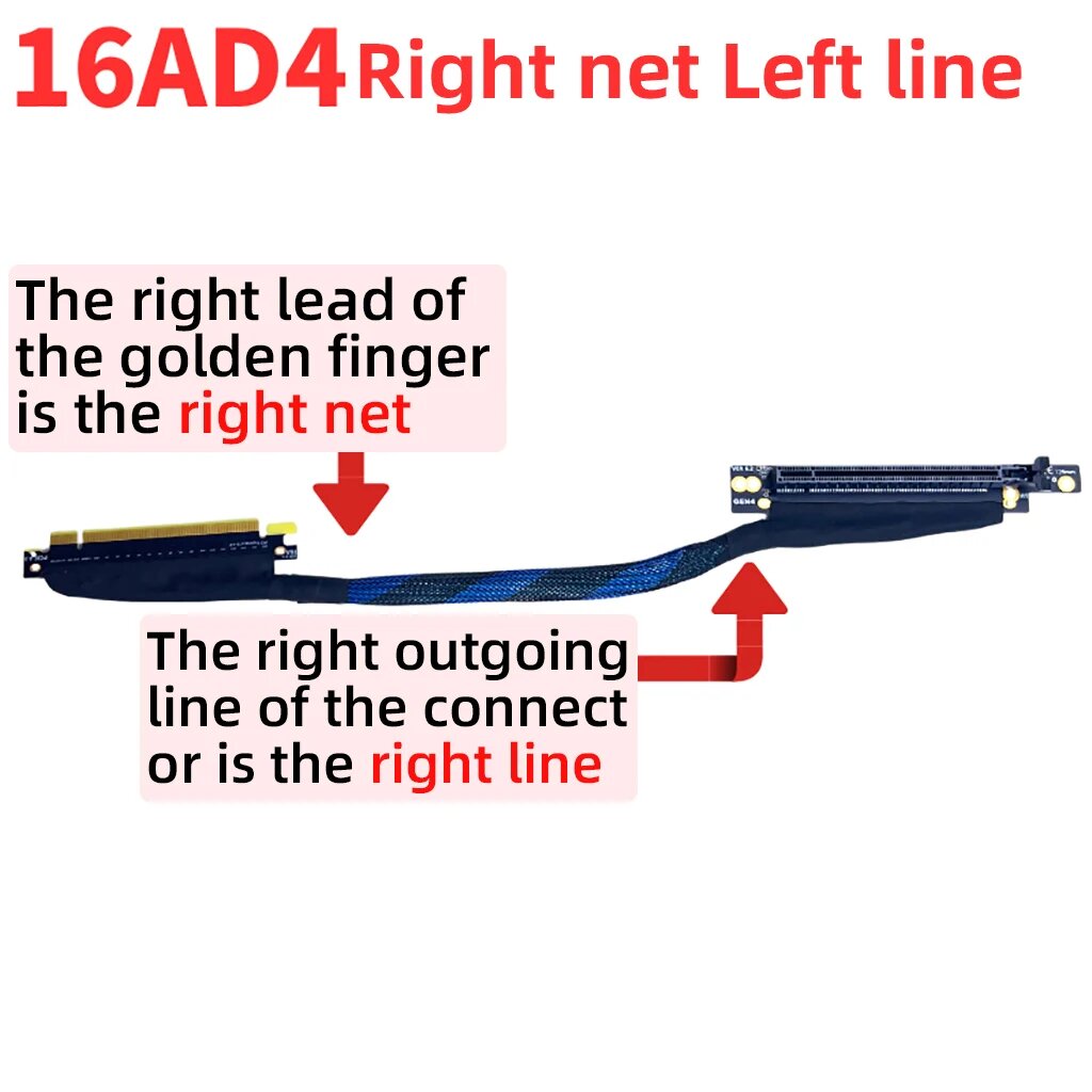 ADT-Link 30см PCI-e 4.0 X16 кабель 16AD4 Right to Left