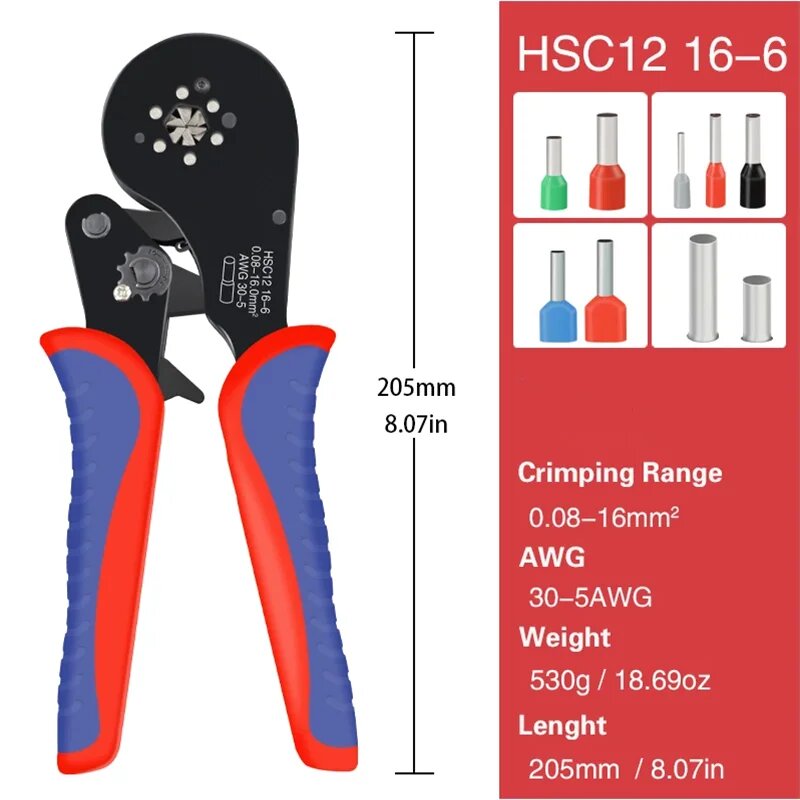 Мини-клещи для обжима наконечников HSC12 16-6 HSC12 16-6 HL