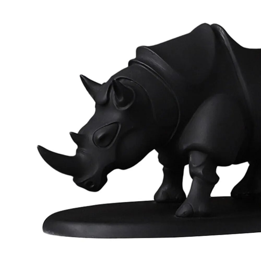 Сувенирная статуэтка носорога черного цвета из синтетической смолы для дома и офиса
