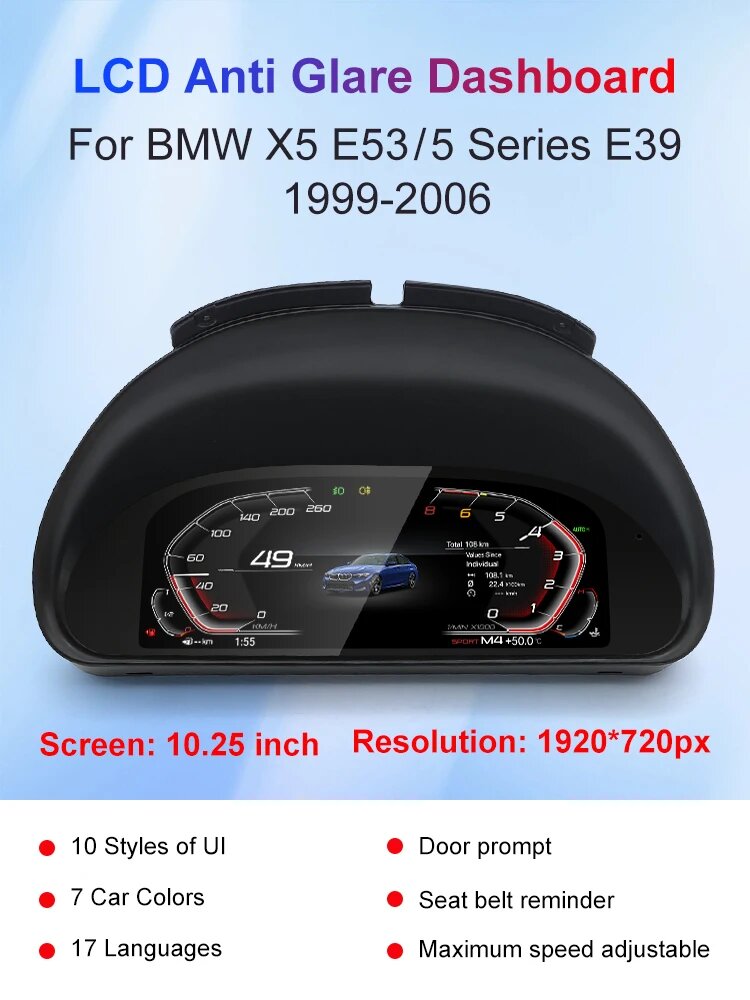 Новинка 2026 года: Цифровая приборная панель STWEI с ЖК-дисплеем для BMW 5 серии E38 E53 Cluster