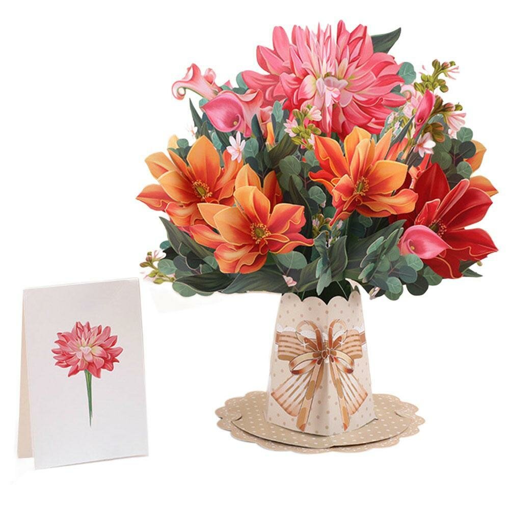 3D объемная открытка ручная резная с букетом для Дня матери и учителя