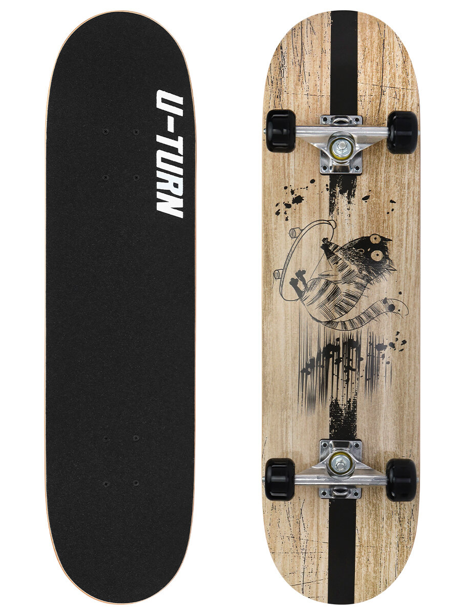 Скейтборд "Кот" деревянный, основа алюминий (79х20х8,5см)(колеса ПУ 54х36мм) (арт. СКБ-3411)