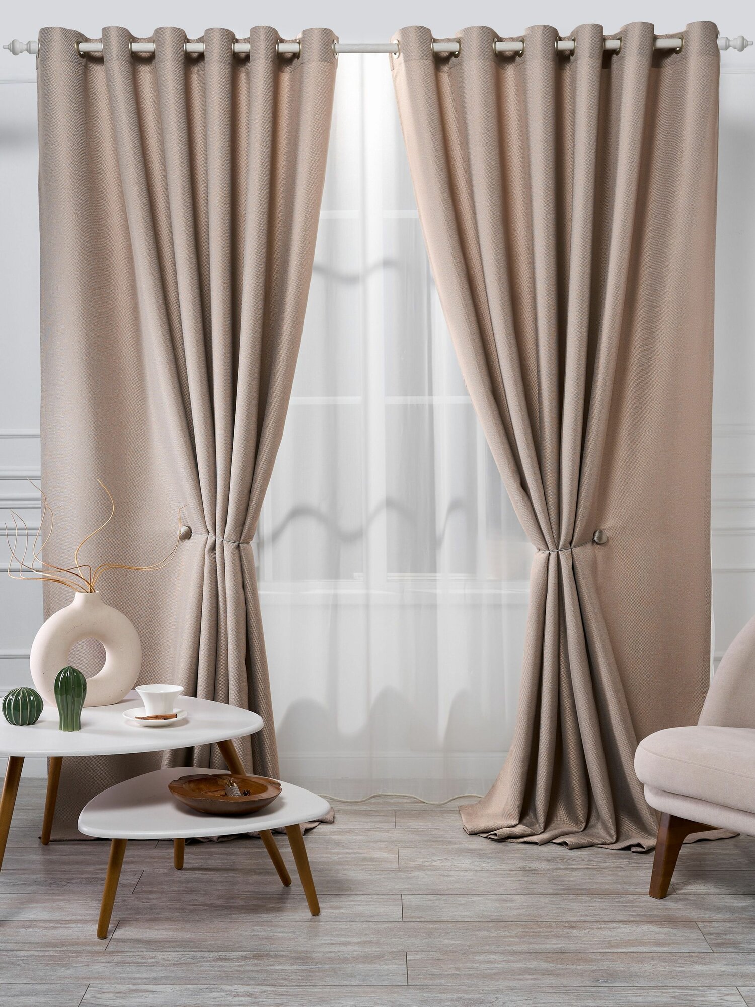 Комплект штор на люверсах "Блэкаут рогожка 250" светло-бежевый (508-41) арт.8412 (150x250-2 шт.)