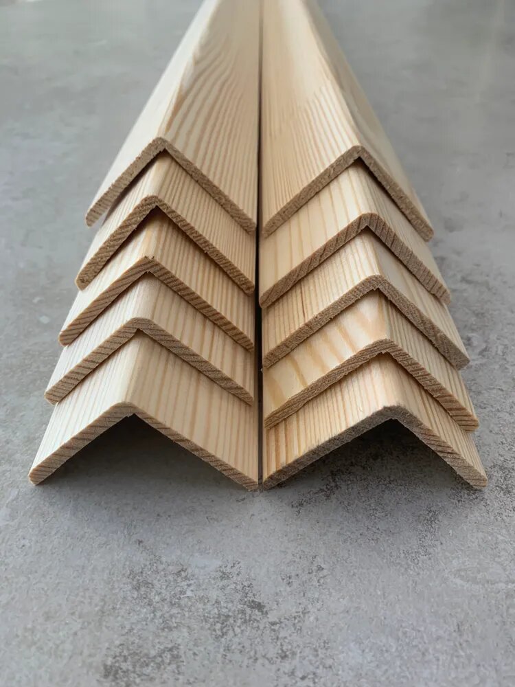 Деревянные уголки 50х50х2000 мм, 10 шт, Экстра сорт, сосна, сращенные без сучков