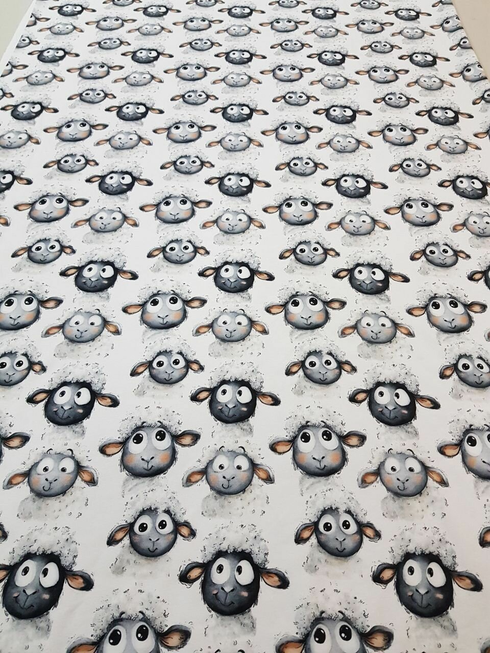 Футер 2х нитка с лайкрой "Барашки белые" ширина 180см, высота 60 см.