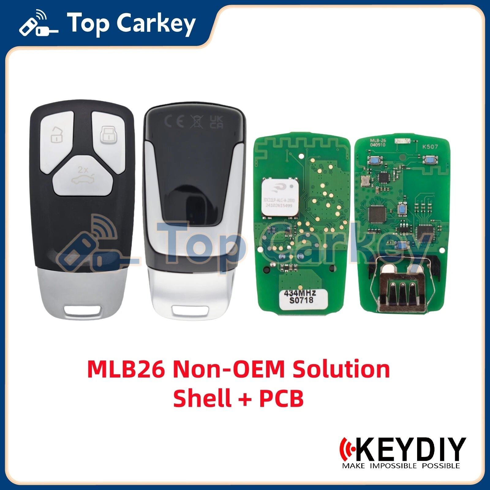 KEYDIY KD MLB08 MLB26 MLB19 Универсальный ключ PCB 434 МГц для Audi A4 A6 A8 Q5 26Non-OEM with Shell