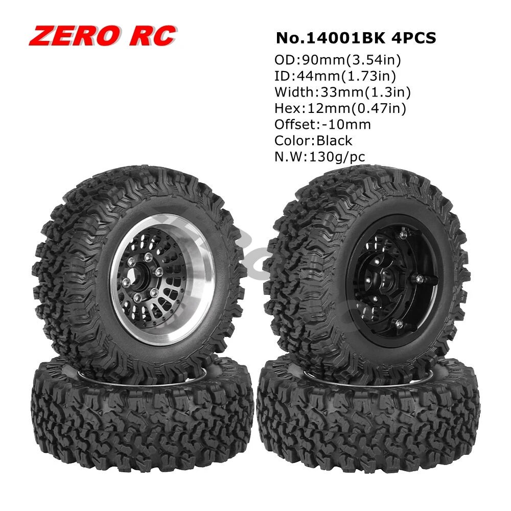 Комплект колес 1.9" Zero RC No14001BK 4PCS, черные