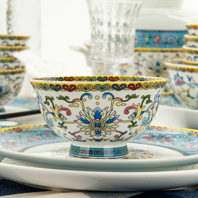 Набор посуды Jinlan Jade Bone China Enamel, 8 предметов: тарелки для стейка, чайные чашки, салфетки, блюда Эмаль -