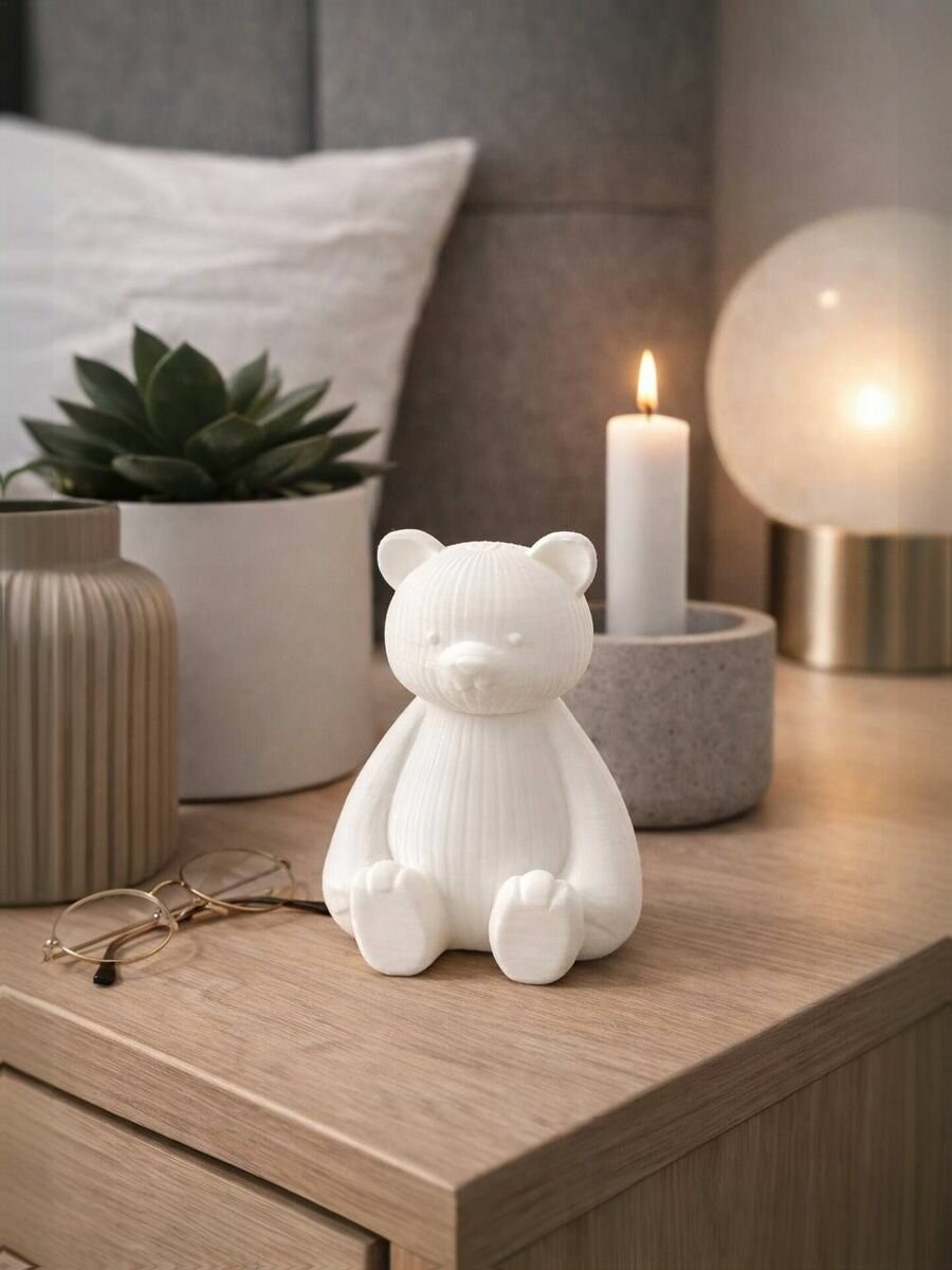 Фигурка "Медведь 3Д" Modern Rubber Teddy, экологичный материал, ручная работа, белый
