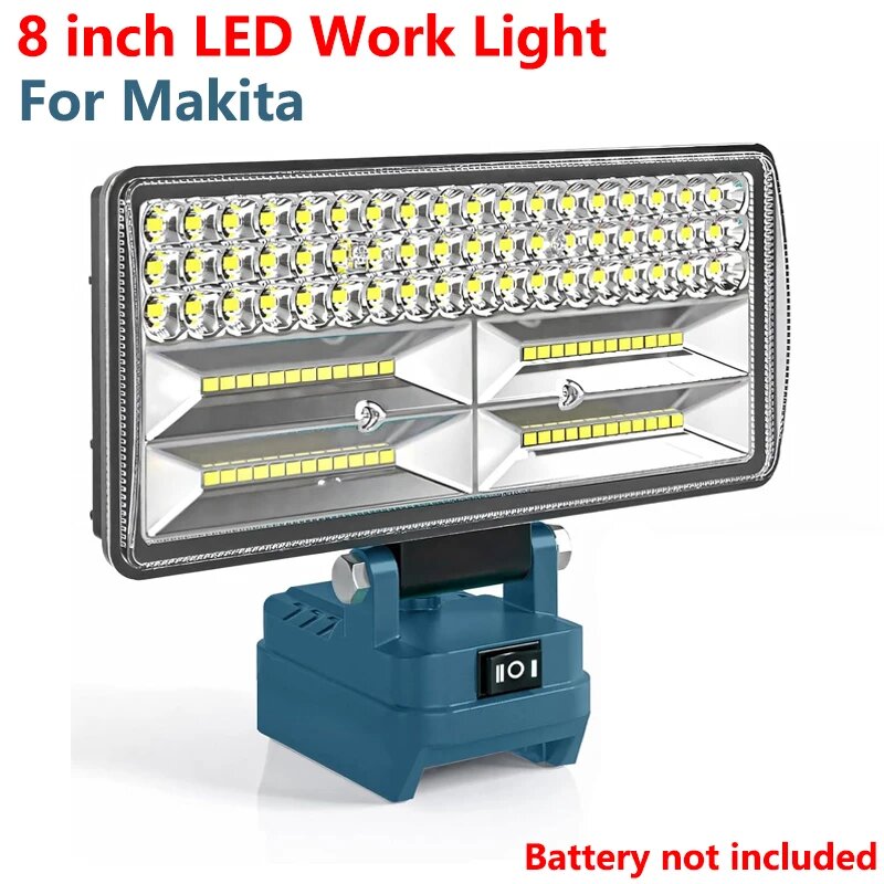 Для Makita 18 В литий-ионный аккумулятор 96 Вт 12000LM светодиодный рабочий фонарь с 2 портами USB 8-дюймовый портативный прожектор с регулируемым углом
