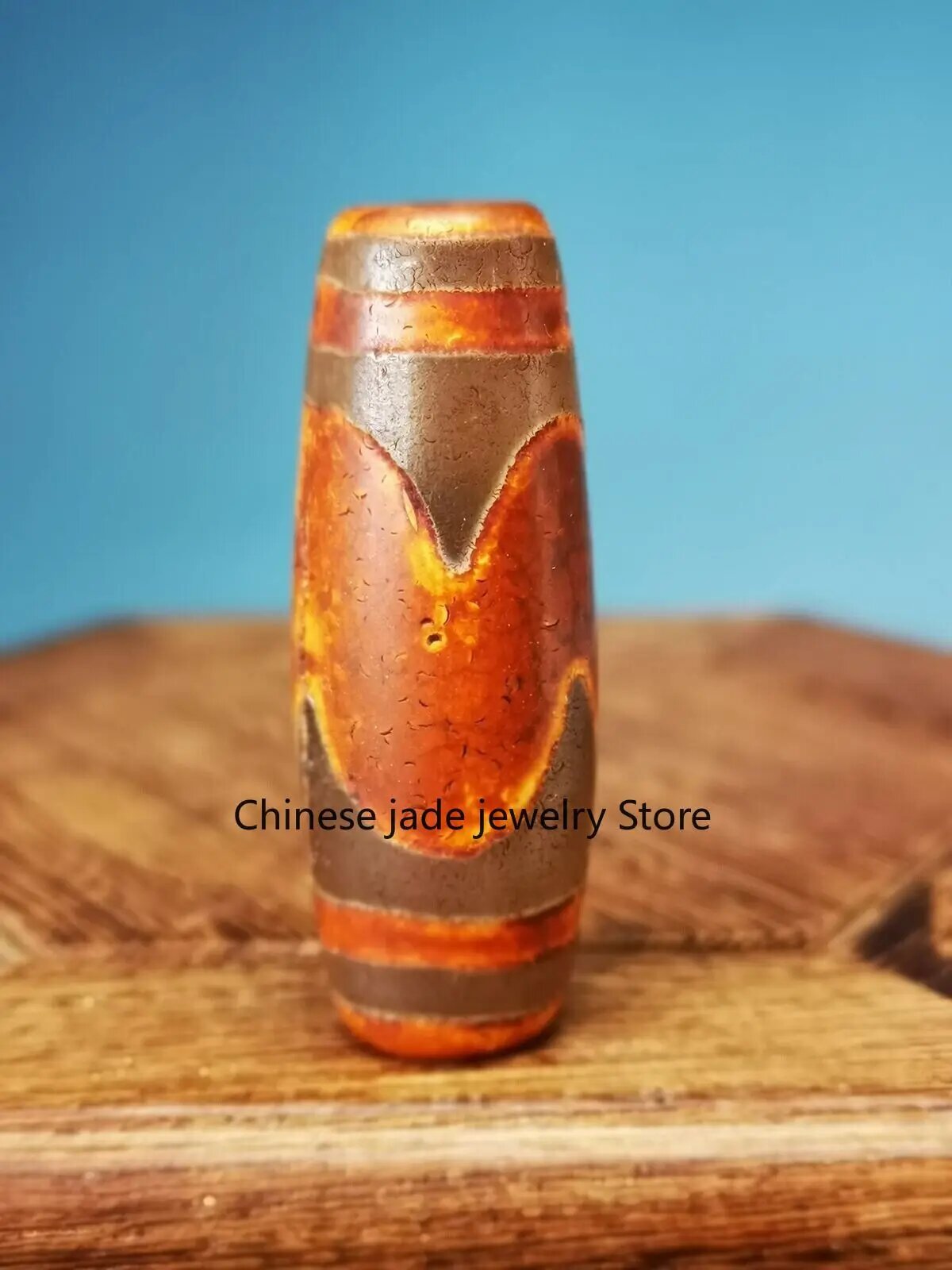 Редкий силовой тибетский натуральный агат «Тигровый зубной дракон» Амулет из бисера Дзи C76