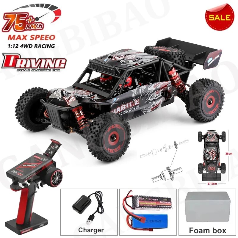 Радиоуправляемый внедорожник WLtoys 144010, черный, 75KM H-124016-2B