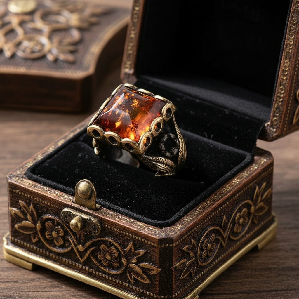 Кольцо, янтарь