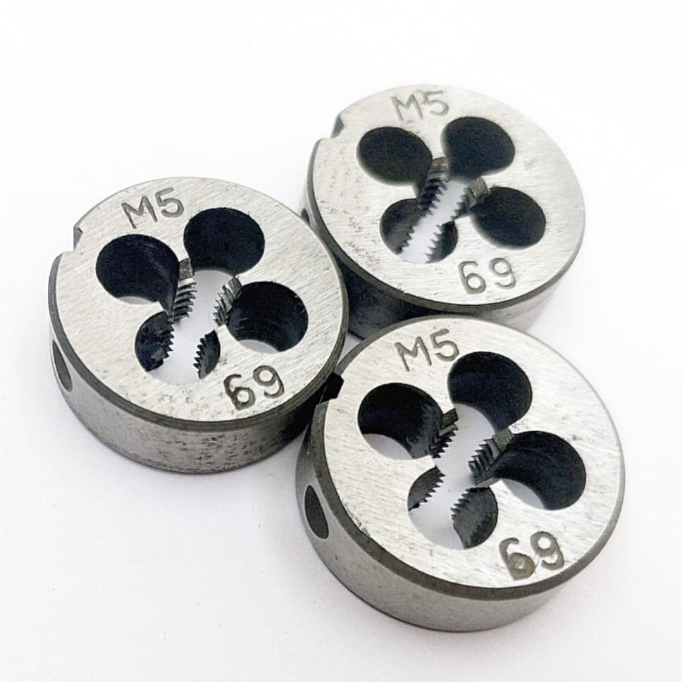 Плашка М5,0х0,8 6g 9ХС (D20мм, L7мм) ГОСТ 9740-71 (компл-т из 3шт)