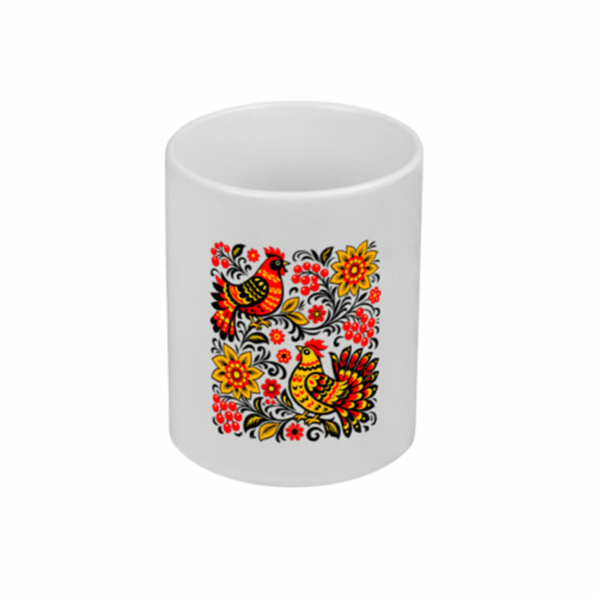 Кружка «Хохлома - русский узор хохломская роспись» (белый)