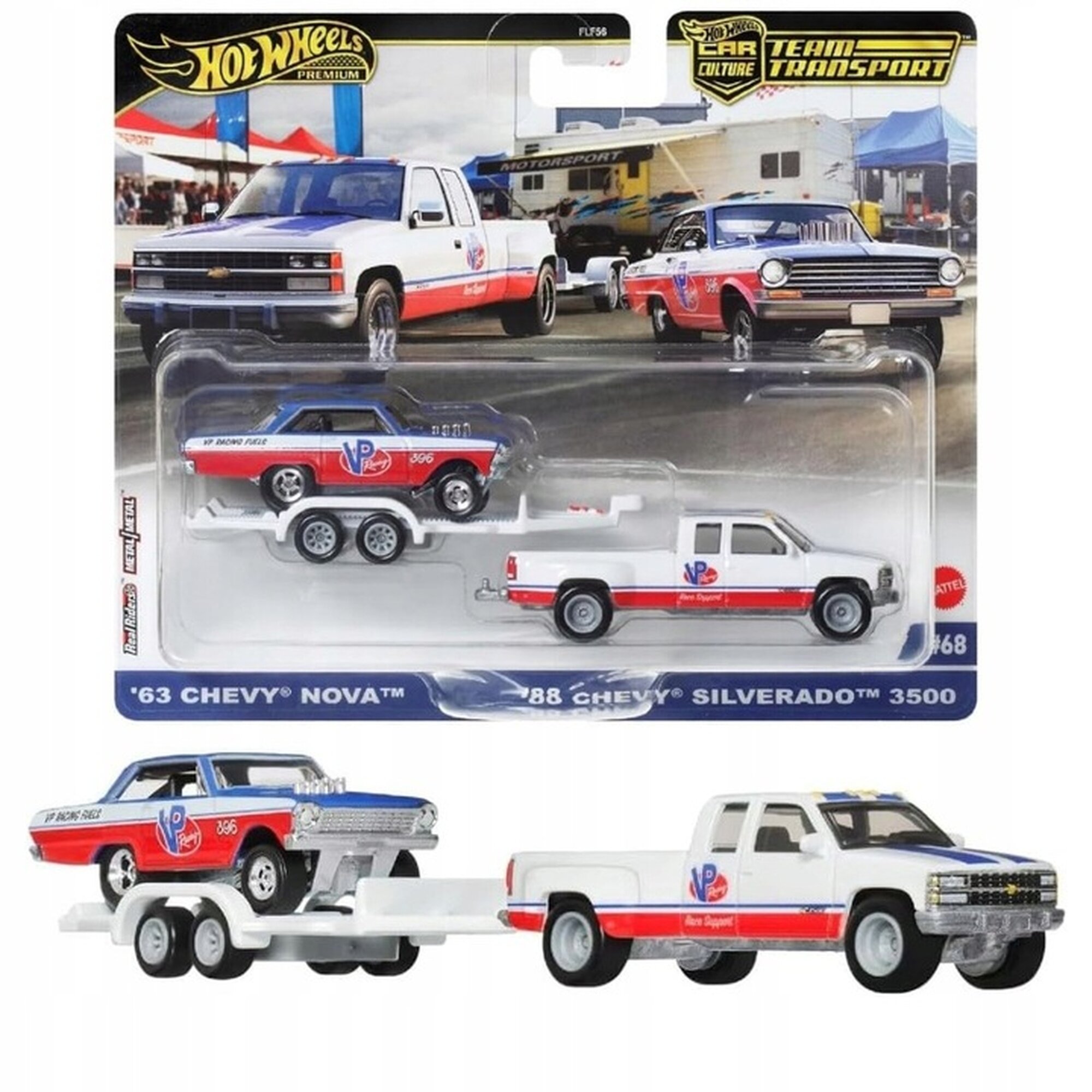 Игрушечный транспорт Hot Wheels Team Transport - Набор Chevy Nova/Chevy Silverado 3500 - Хот Вилс HRV42