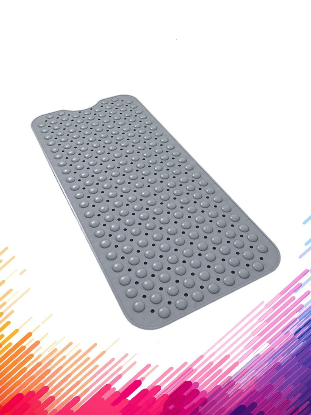 Коврик для душа с отверстиями и присосками, Серый