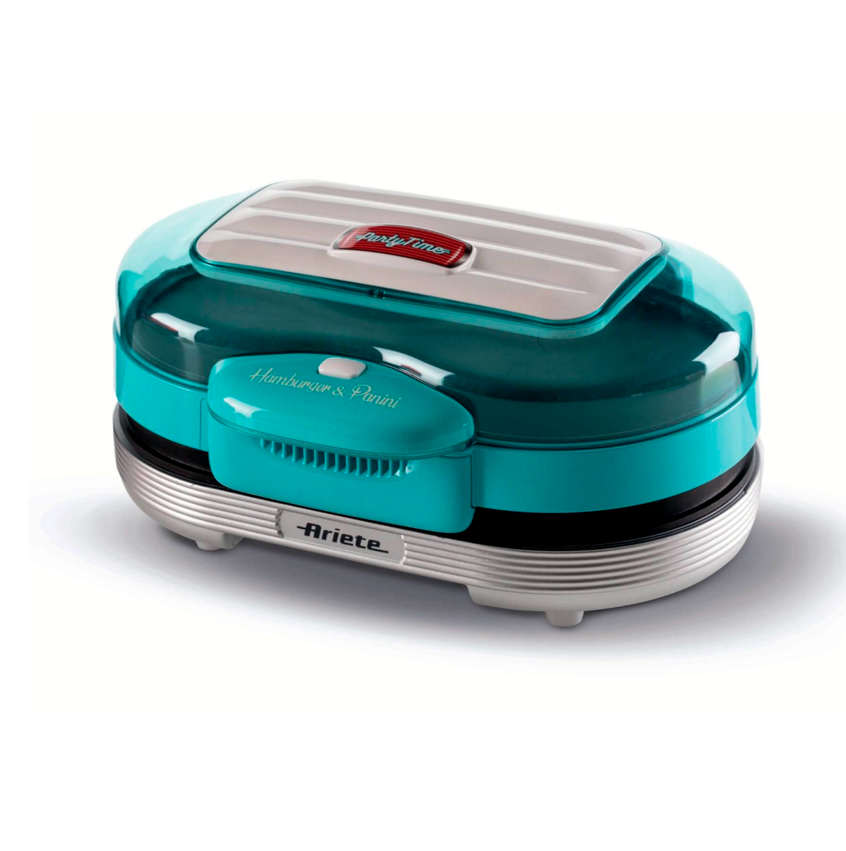 Гриль для гамбургеров Ariete Party Time, голубой, 1200 Вт, 2 порции одновременно, 2 типа панелей (00C020501AR0)