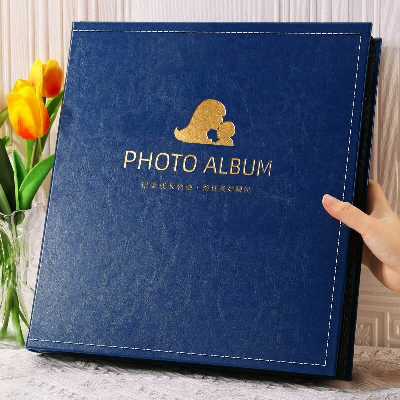 Фотоальбом большой вместимости для пар, семейный фотоальбом, памятный альбом, фотоальбом с проложенными листами, в кожаном переплете.