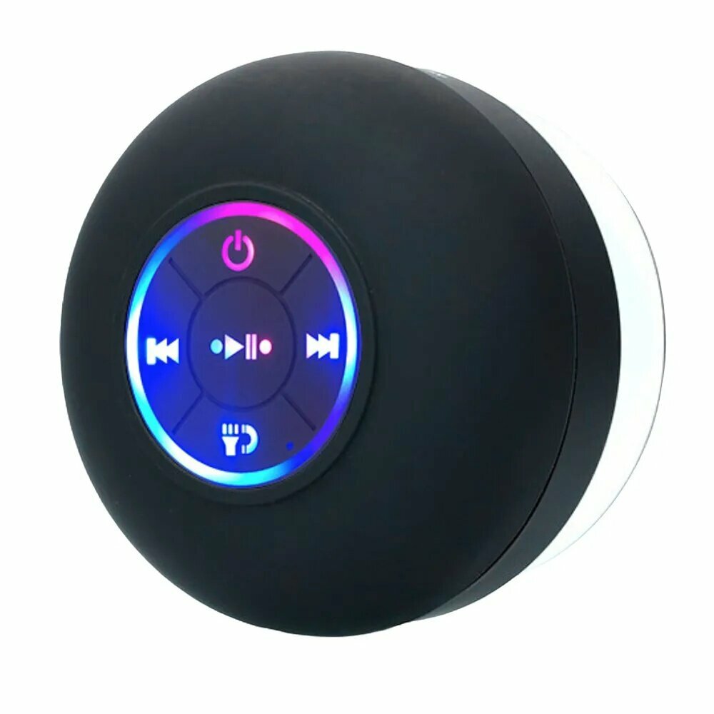 Bluetooth-динамик для душа с присоской и LED-подсветкой, чёрный
