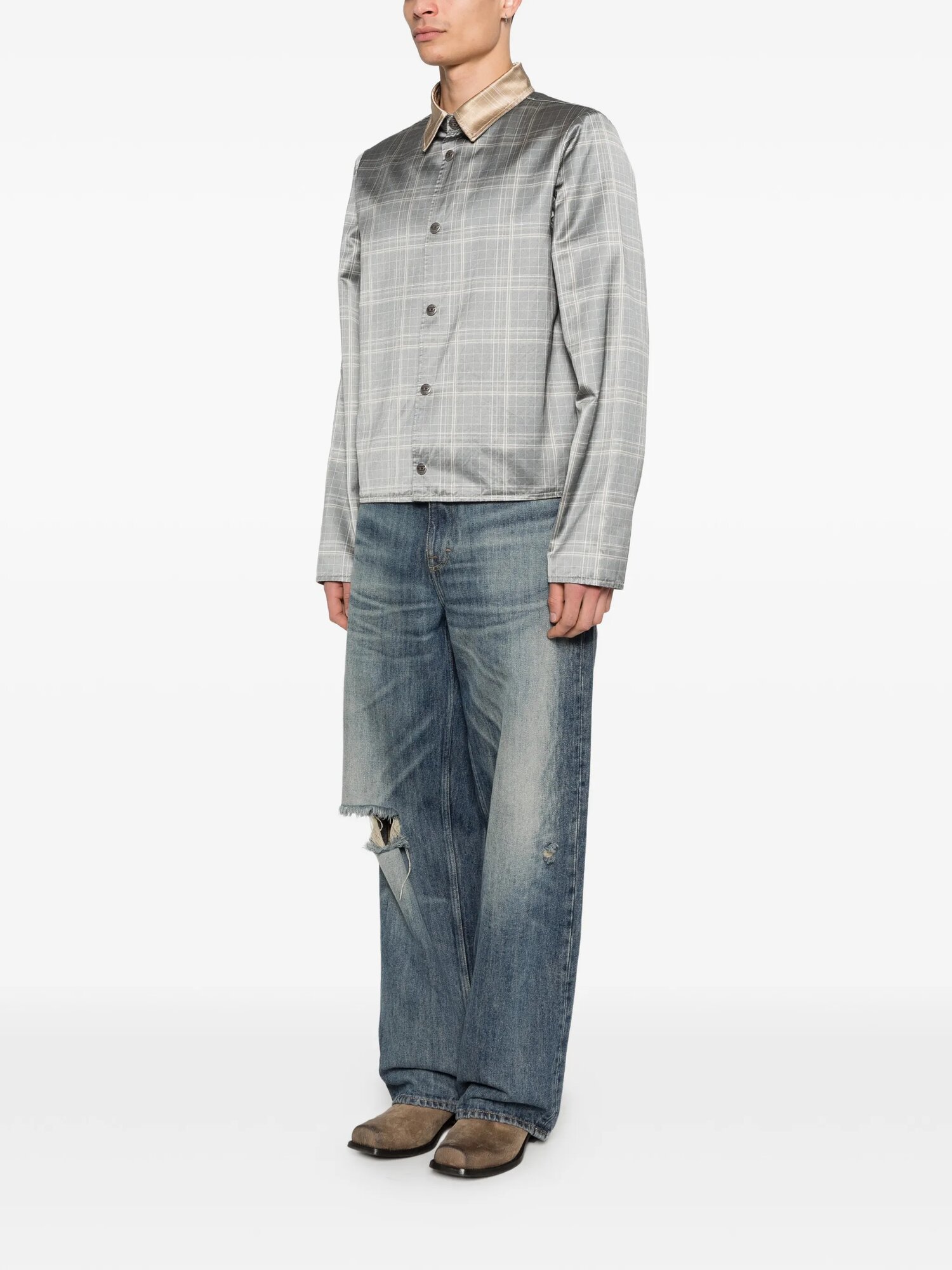 Куртка DIESEL Check buttoned jacket, размер 50 EU, серый — фото 1