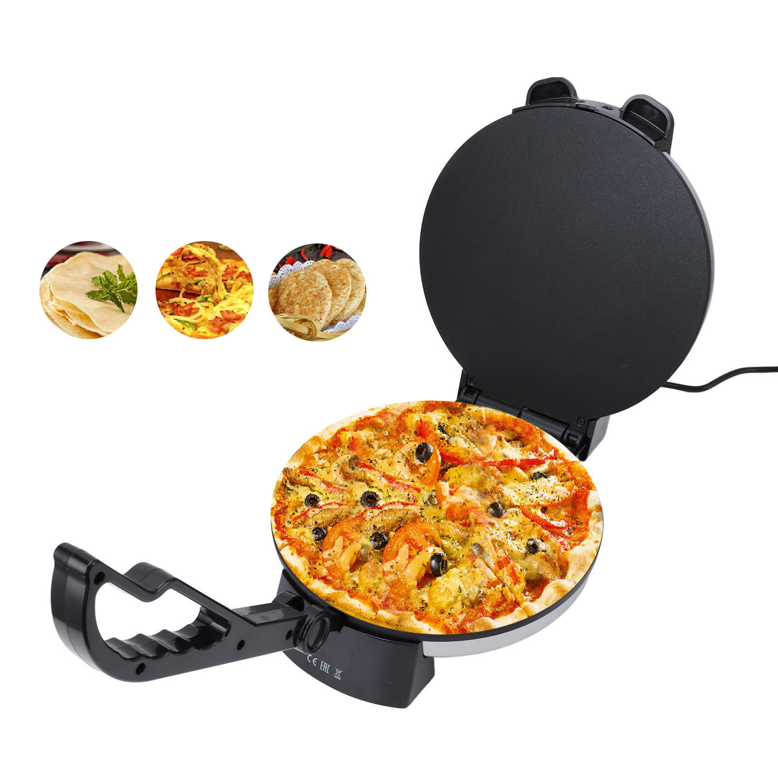 Roti Maker 1800 Вт Высокоэффективная машина для приготовления лепешек Roti с антипригарным покрытием и нескользящей ручкой, предотвращающей ожоги, для завтрака, лепешки чапати
