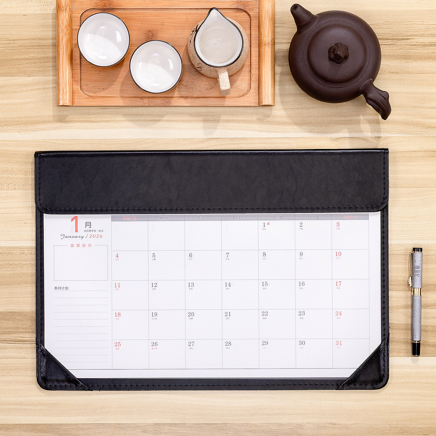 Календарь на 2026 год, большой настольный календарь-блокнот, кожаный календарь-планер, простой блокнот, большой планировщик с сеткой, ежемесячный календарь.